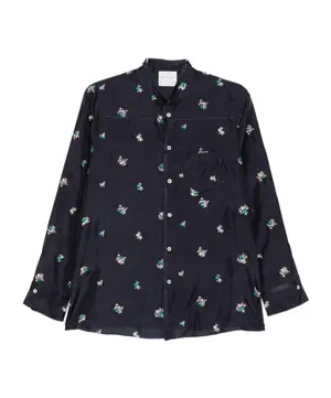 FORTE_FORTE Floral Embroidered Silk Shirt - Black