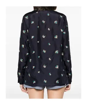 FORTE_FORTE Floral Embroidered Silk Shirt - Black