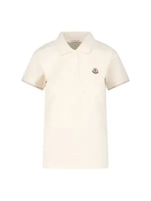 Moncler Logo Patch Short Sleeve Polo Shirt - White