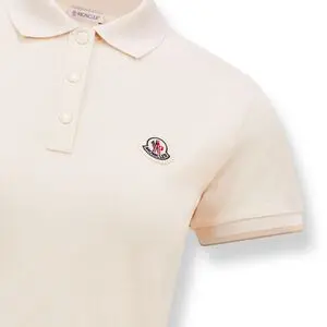 Moncler Logo Patch Short Sleeve Polo Shirt - White