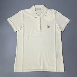 Moncler Logo Patch Short Sleeve Polo Shirt - White