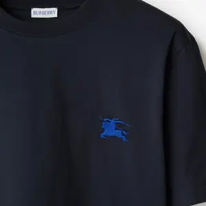 Burberry Logo Embroidered Slim-fit T-shirt - Navy Blue