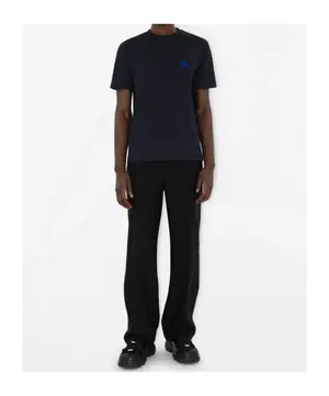 Burberry Logo Embroidered Slim-fit T-shirt - Navy Blue