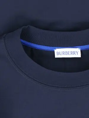 Burberry Logo Embroidered Slim-fit T-shirt - Navy Blue