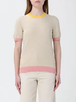 Fendi Ff Jacquard Short-sleeved Jumper - Light Beige
