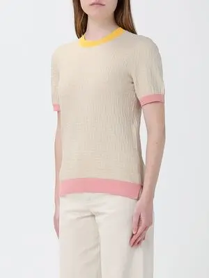 Fendi Ff Jacquard Short-sleeved Jumper - Light Beige
