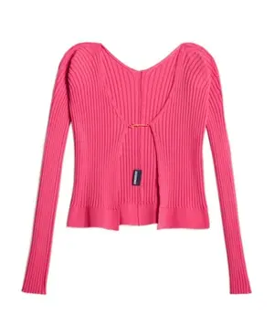 Jacquemus Logo Plaque Long Sleeve Cardigan - Pink