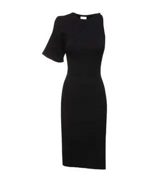 COURREGES Asymmetrical Ribbed Dress With Short Sleeves And Side Slit