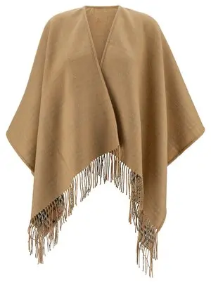 Burberry Checked Fringed-edge Reversible Cape - Collection Beige
