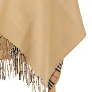 Burberry Checked Fringed-edge Reversible Cape - Collection Beige
