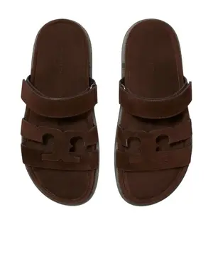 Tory Burch Ines Sports Slippers With Double T Logo - Cocoa