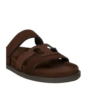 Tory Burch Ines Sports Slippers With Double T Logo - Cocoa