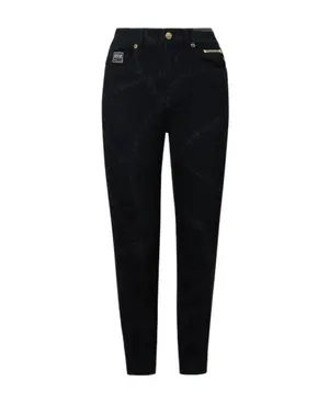 Versace Printed Slim Fit Jeans - Black