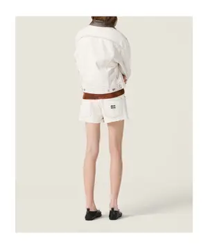 Miu Miu Leather Collar Button-up Denim Jacket