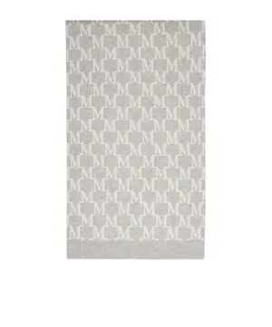 Max Mara Cashmere Logo Scarf - Light Gray