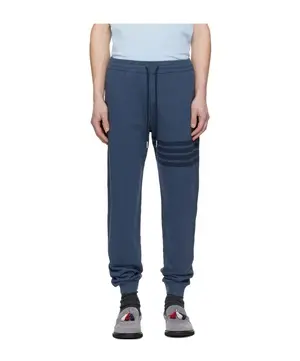 Thom Browne Solid Loopback Overdyed 4-bar Sweatpants - Navy Blue