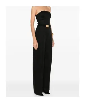 Elisabetta Franchi Off-the-shoulder Jumpsuit With Lace-up Back And Tie Detail