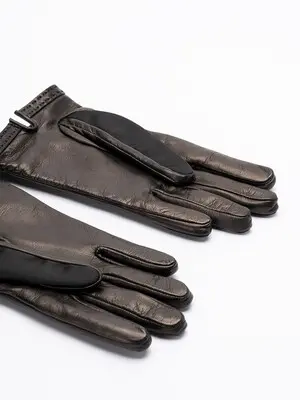 Prada Leather Gloves With Logo Detail