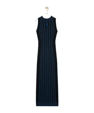 Loewe Ribbed Knit Maxi Dress With Embroidered Logo