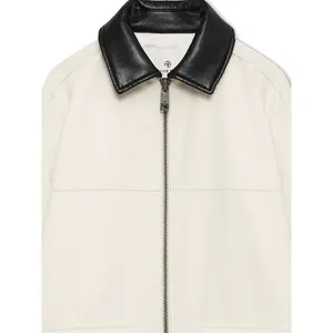 ANINE BING Contrast Collar Zipped Jacket - Cream