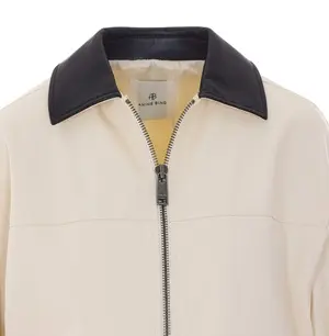 ANINE BING Contrast Collar Zipped Jacket - Cream