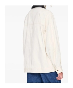 ANINE BING Contrast Collar Zipped Jacket - Cream