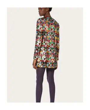 Valentino Garavani Sequin Embellished Crewneck Dress - Multicolor