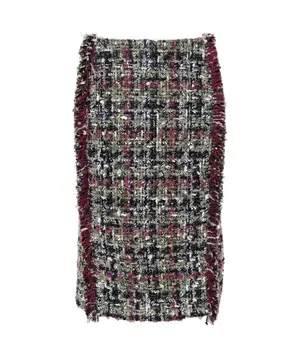 Etro Bouclé Plaid Midi Skirt
