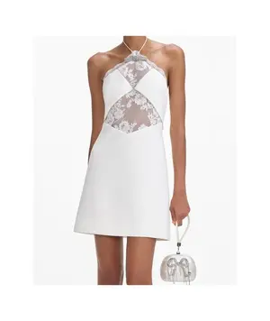 SELF-PORTRAIT Lace And Diamond Trimmed Mini Dress
