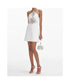 SELF-PORTRAIT Lace And Diamond Trimmed Mini Dress