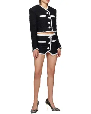 Balmain Tweed Mini Skirt With Contrast Trim