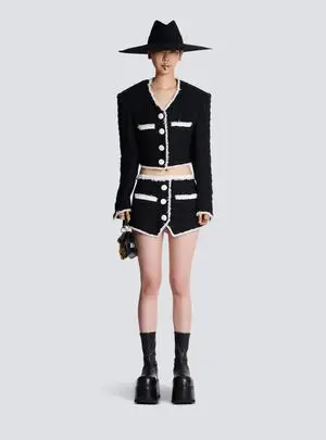 Balmain Tweed Mini Skirt With Contrast Trim