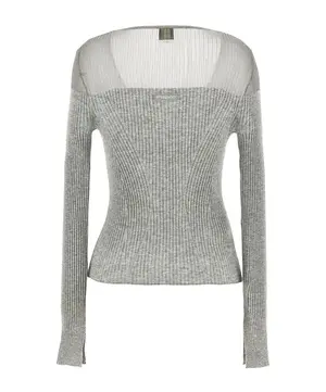 Pinko V-neck Ribbed Cardigan With Logo Patch