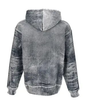 DIESEL® Tie-dye Effect Logo Embroidered Hoodie - Gray