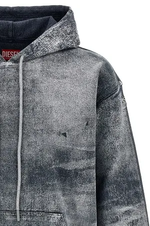 DIESEL® Tie-dye Effect Logo Embroidered Hoodie - Gray