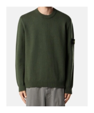 Stone Island Crewneck Sweatshirt With Logo Patch - Army Green