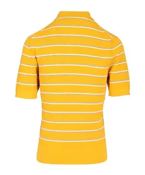 Miu Miu Short-sleeved Striped Knitted Polo Shirt - No