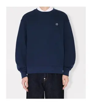 Kenzo Boke Flower Logo Patch Crewneck Sweatshirt - Navy Blue