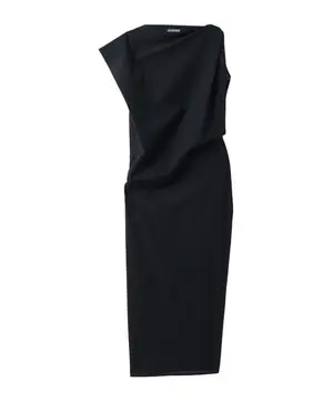 Jacquemus Draped Asymmetrical Midi Dress - Black