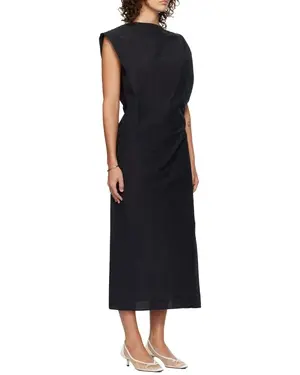 Jacquemus Draped Asymmetrical Midi Dress - Black