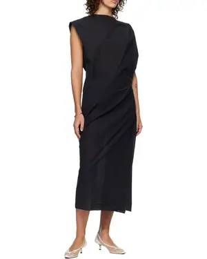 Jacquemus Draped Asymmetrical Midi Dress - Black