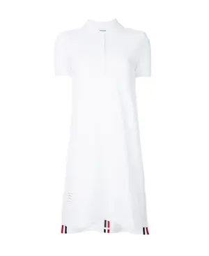 Thom Browne A-line Polo Dress With Signature Stripes - White