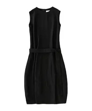Studio Nicholson Sleeveless Pleated Belted Dress - Black