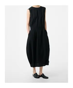 Studio Nicholson Sleeveless Pleated Belted Dress - Black