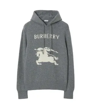 Burberry Ekd Intarsia-knit Drawstring Hoodie