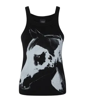 Pinko X Patrick Mcdowell Ribbed Horse Print Vest