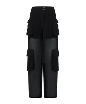 Pinko Sheer Cargo Pants - Black