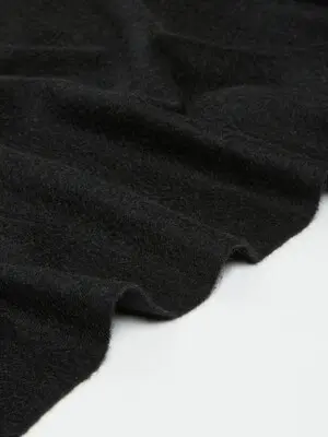 Max Mara Logo Embroidered Fringed Scarf - Black