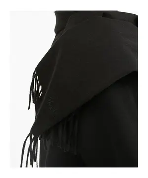 Max Mara Logo Embroidered Fringed Scarf - Black