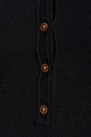 Versace Long-sleeved Knitted Top With Medusa Logo Buttons